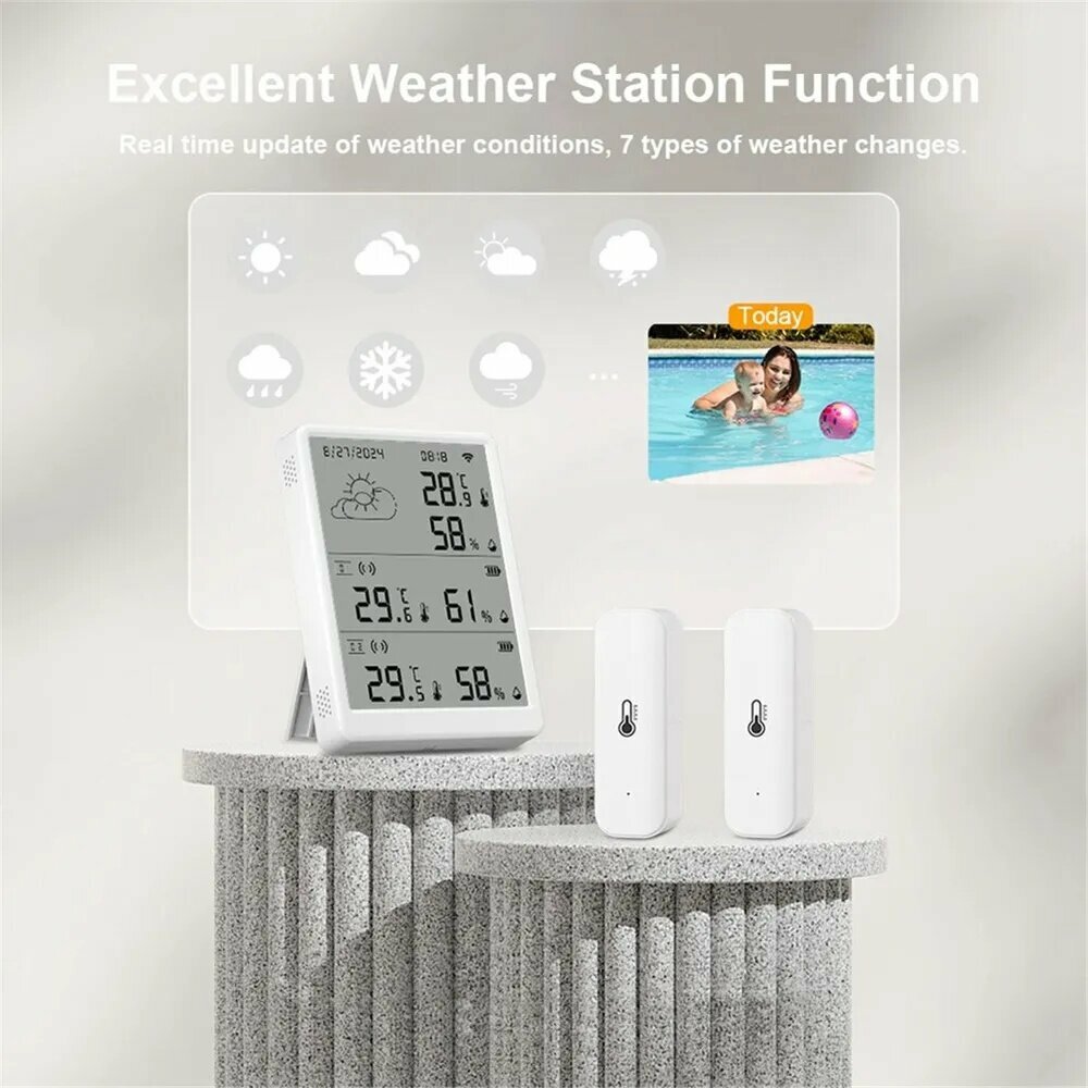 Метеостанция Tuya WIFI с цифровым прогнозом погоды, экран 10 WiFi+RF433