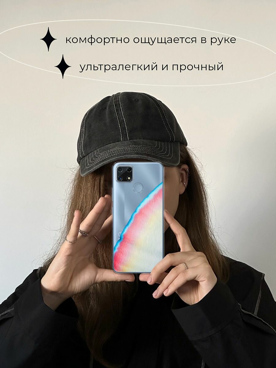Чехол на Realme C25/C25s / Реалми С25/C25s с принтом Слияние красок, прозрачный — фото 1