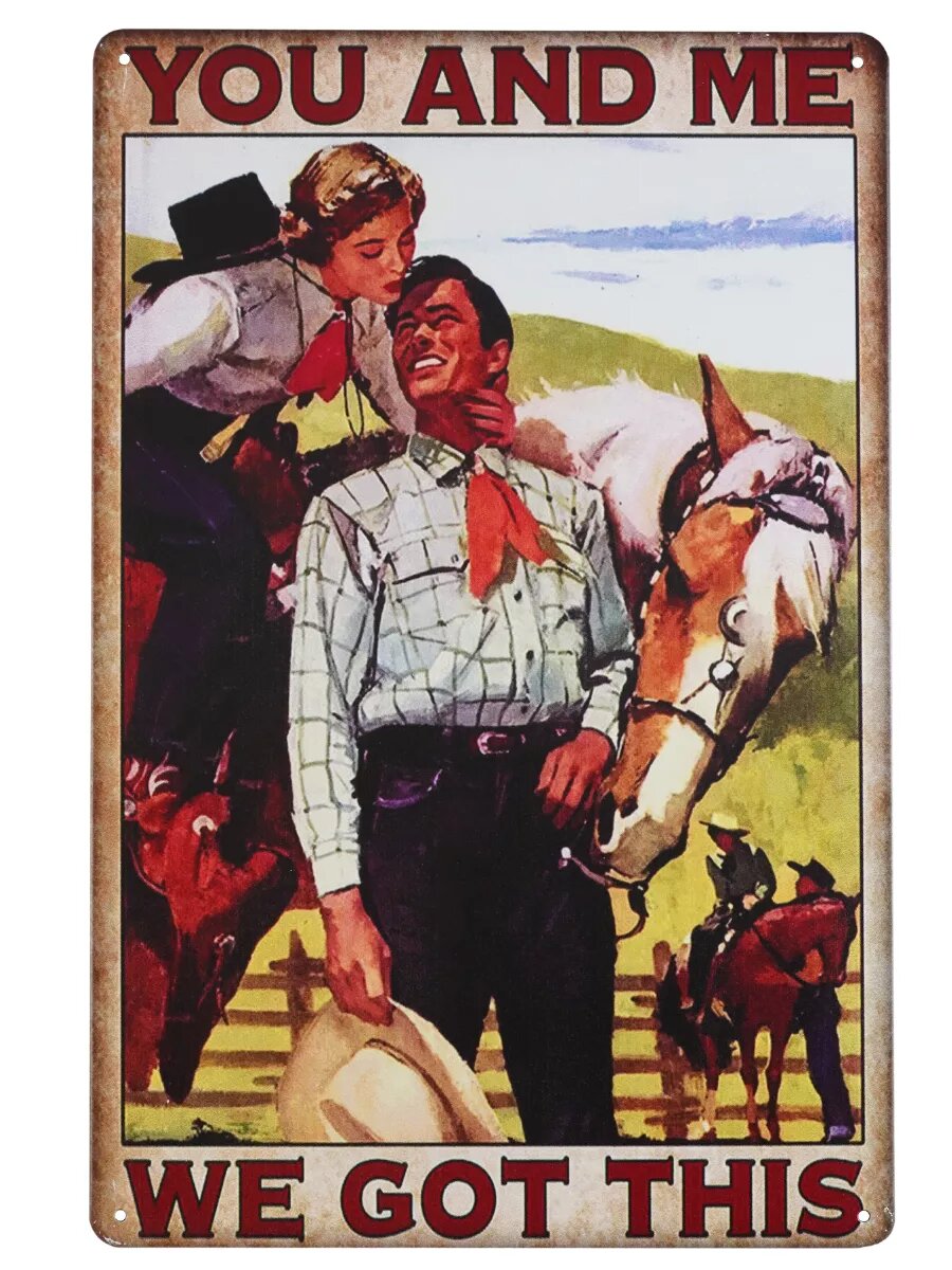 Sweethorse / Винтажная металлическая Картина, размер 20х30см