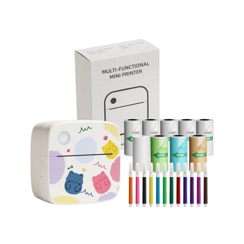 Принтер для изготовления этикеток Dolewa D2, портативный принтер, термобумага с рисунком кота, наклейка для этикеток, бумага для фотопечати, печать на ошибке