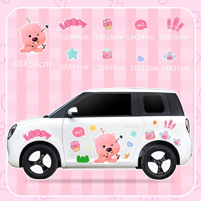 Наклейки на кузов автомобиля Panda mini, липкие, в виде лоуипа, рубинового маленького бобра, для декора кузова,