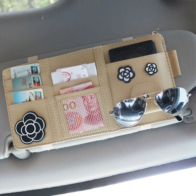 Автомобильный солнцезащитный козырек для хранения, многофункциональный автомобильный внутренний держатель для очков,