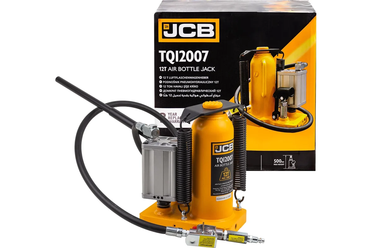 Домкрат пневмогидравлический JCB 12 тонн, высота подхвата - 260 мм, высота подъема - 500 мм