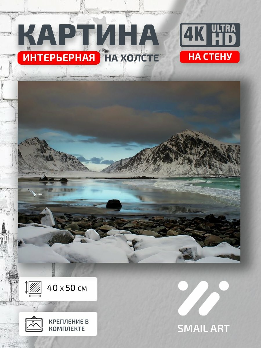 Картина на холсте интерьерная 40 на 50 на стену Лед Landscape для кабинета пейзаж интерьер