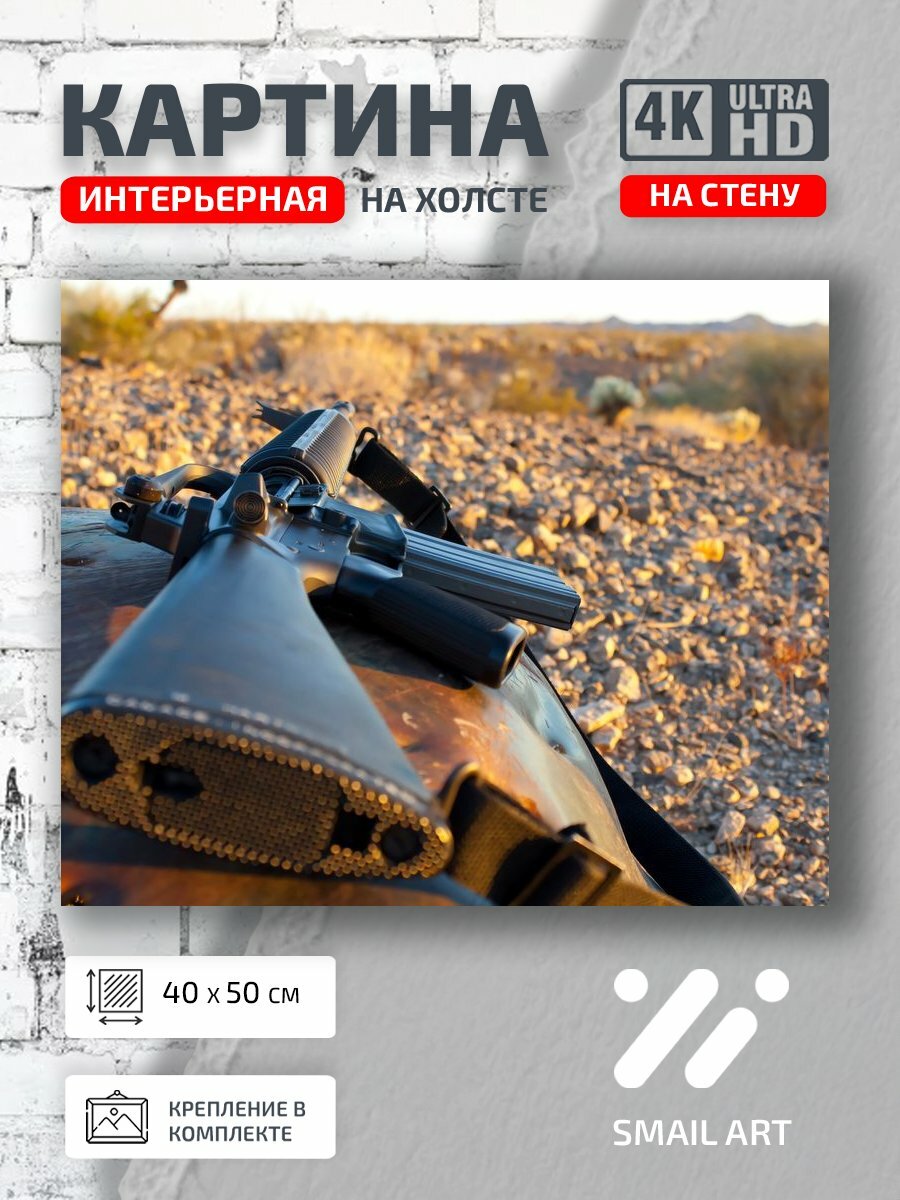 Картина на холсте интерьерная 40 на 50 на стену Земле Weapon для геймера атмосфера интерьер