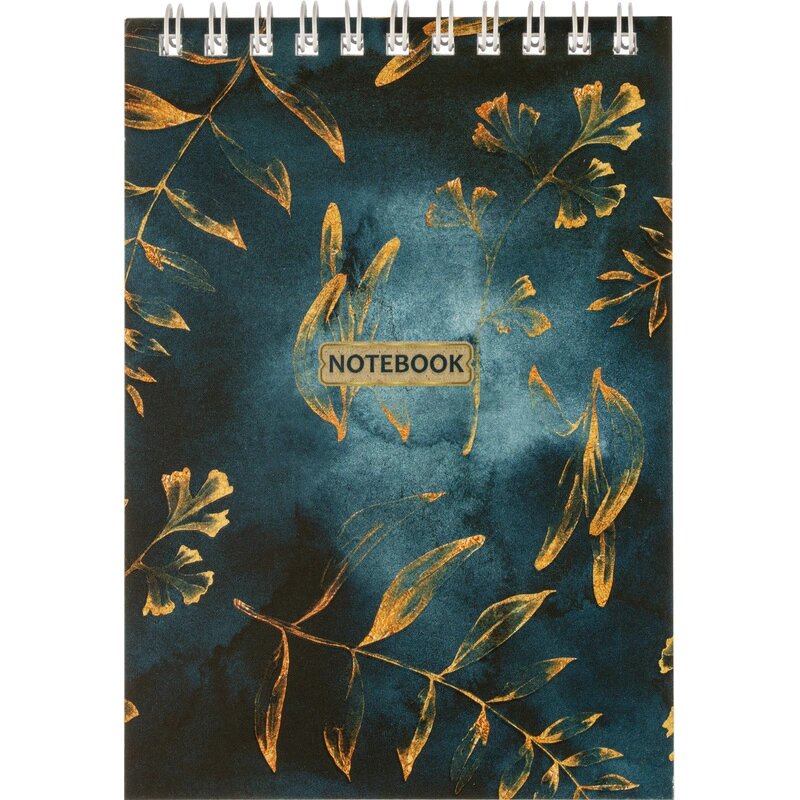 Блокнот Floral А6 60л, клетка, обл. мел. картон, спираль, синий