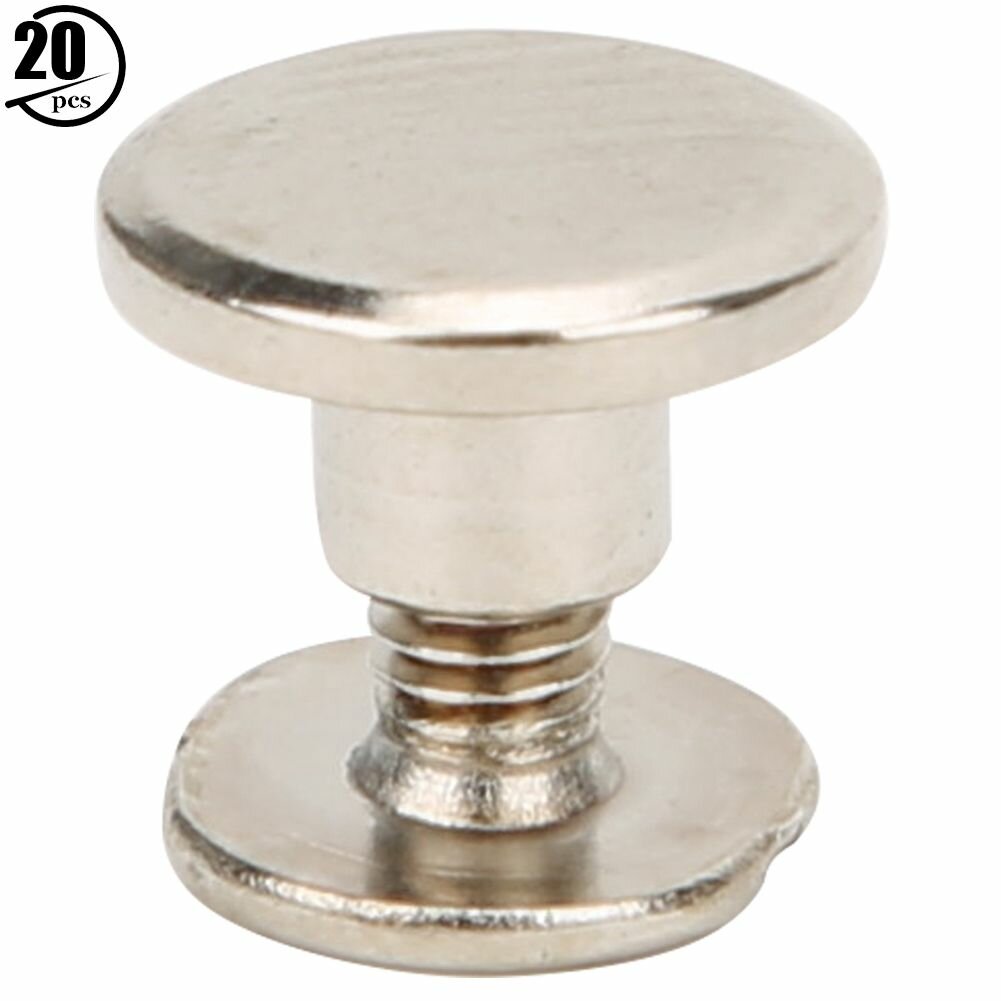 Набор латунных заклепок для книг, соединительные винты, стержни, серебристые, 20 штук