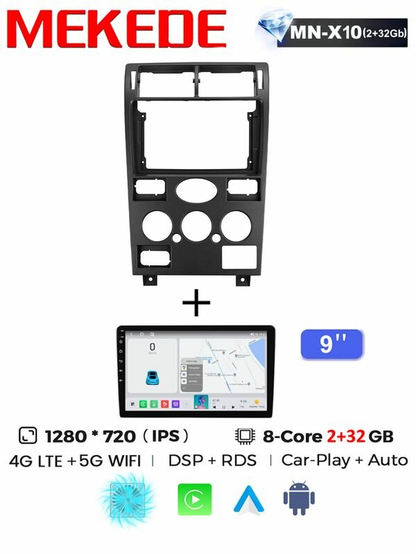 Магнитола 9" Mekede MN X10 Pro 2/32 Gb Ford Mondeo 3 2000-2007 F1 carplay