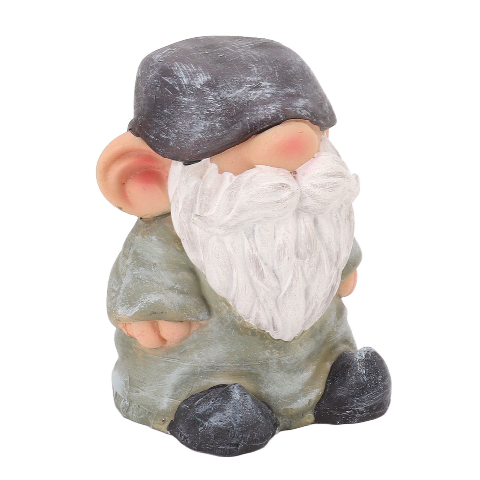 Садовый гном, смоляная структура, стабильное дно, фигурка гнома в стиле ретро для украшения патио, крыльца, плоская голова, зеленый цвет