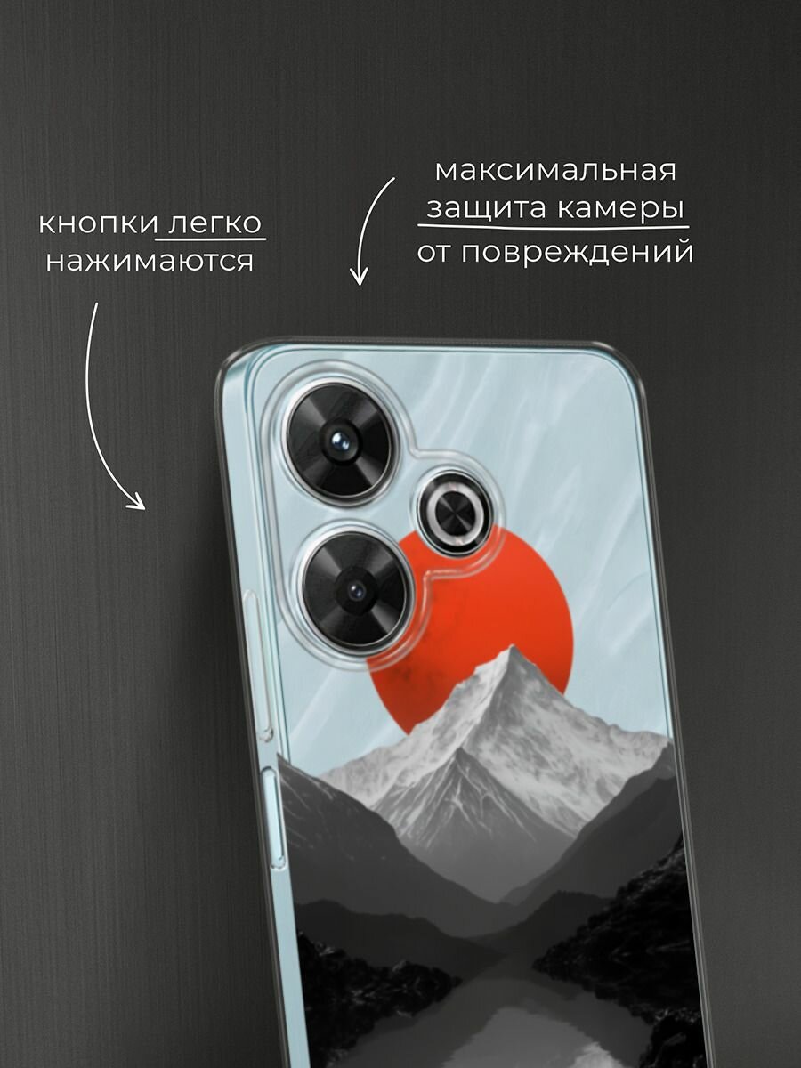 Чехол на Xiaomi Redmi Note 13R/Redmi 13/Poco M6 4G/M6 Plus / Редми Ноут 13R/Редми 13 с принтом Белая гора 2, прозрачный — фото 1