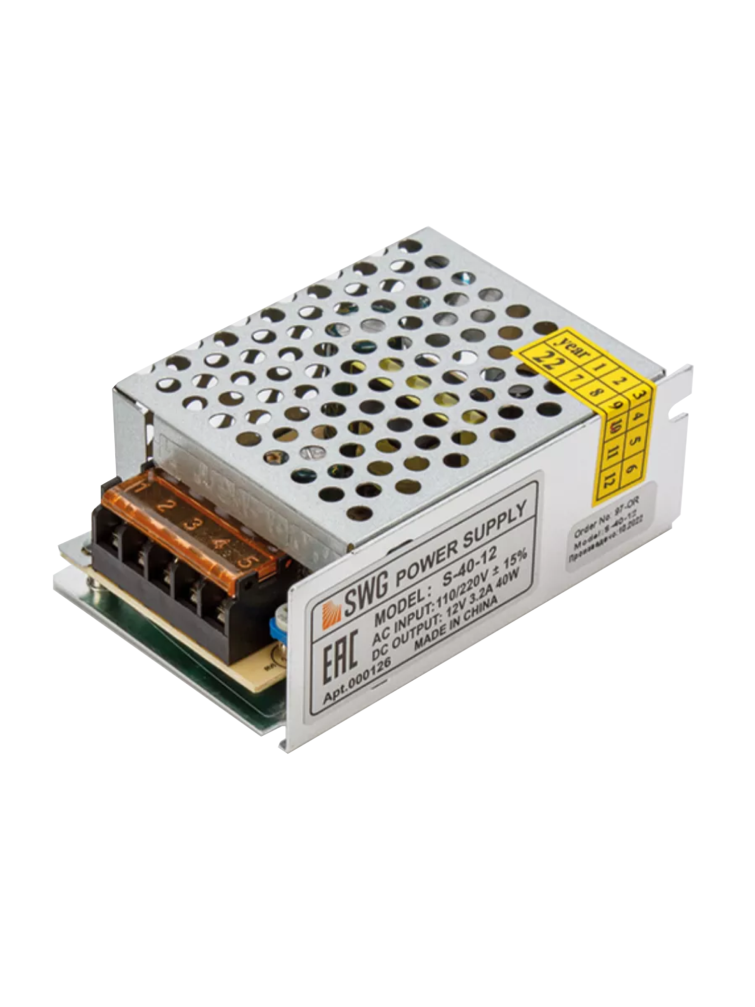 Блок питания для светодиодной ленты, преобразователь напряжения, 12V, IP20, 40W
