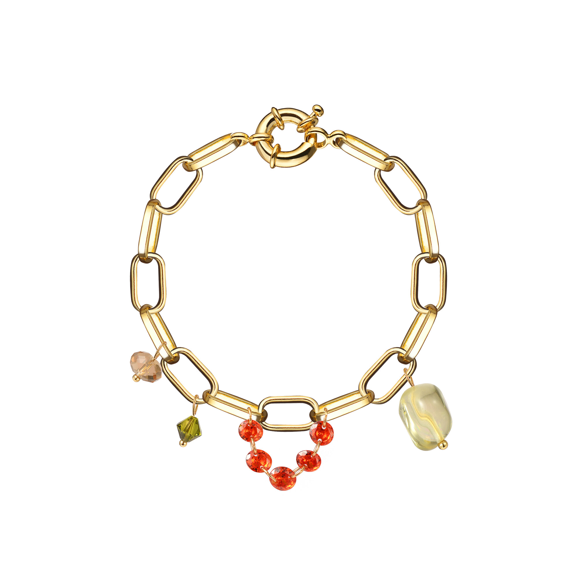 Браслет-цепочка, циркон, кристаллы Swarovski, цитрин