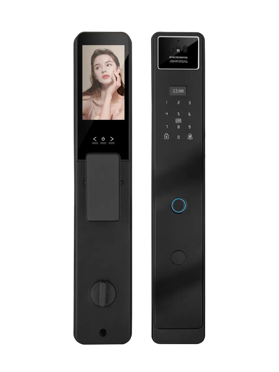 Умный дверной замок SAFEBURG SMART 1020 PREMIUM с камерой, электронный замок для входной двери, face id, с отпечатком