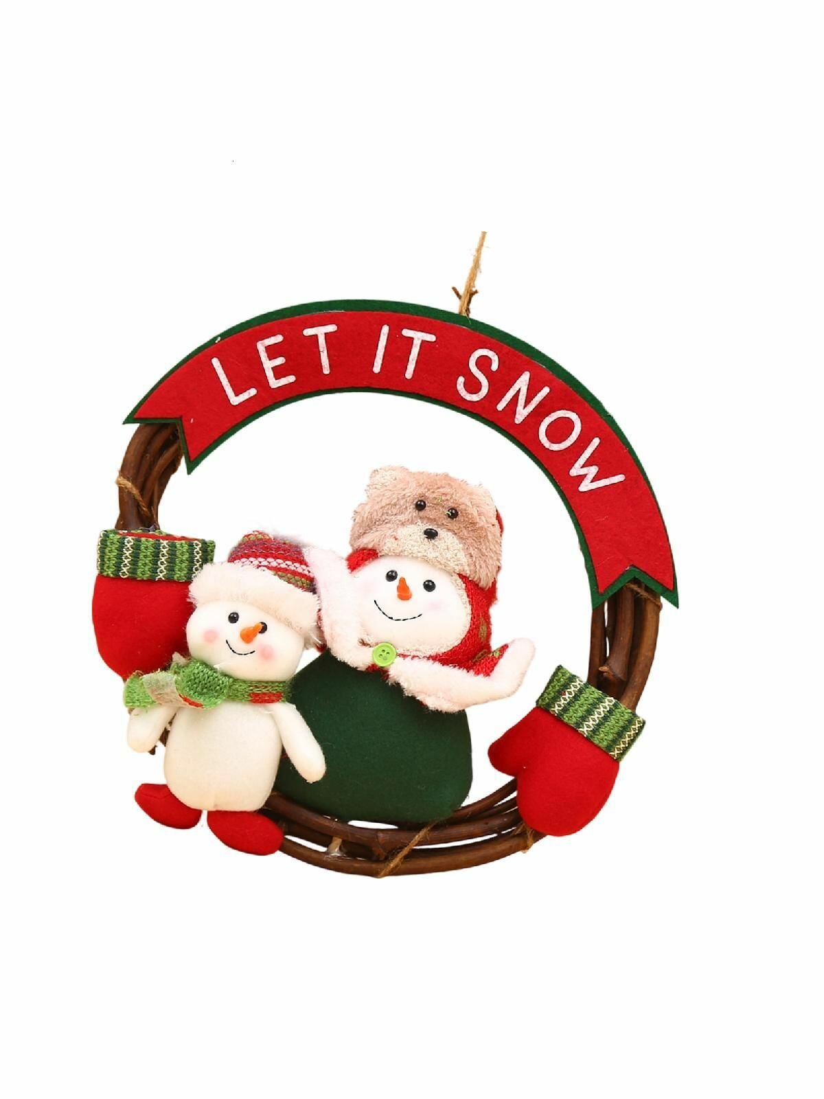 Набор елочных украшений, Рождественское Украшение Из Ротанговой Гирлянды-Рождественский Снеговик
