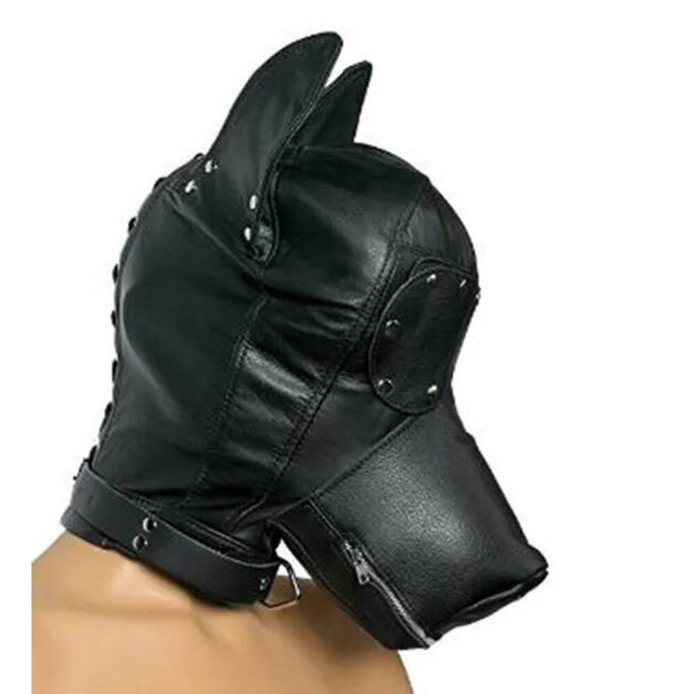 SM кожаная повязка на глаза с капюшоном, маска-кляп на голову, БДСМ-бондаж, секс-игрушки для пар, аксессуары