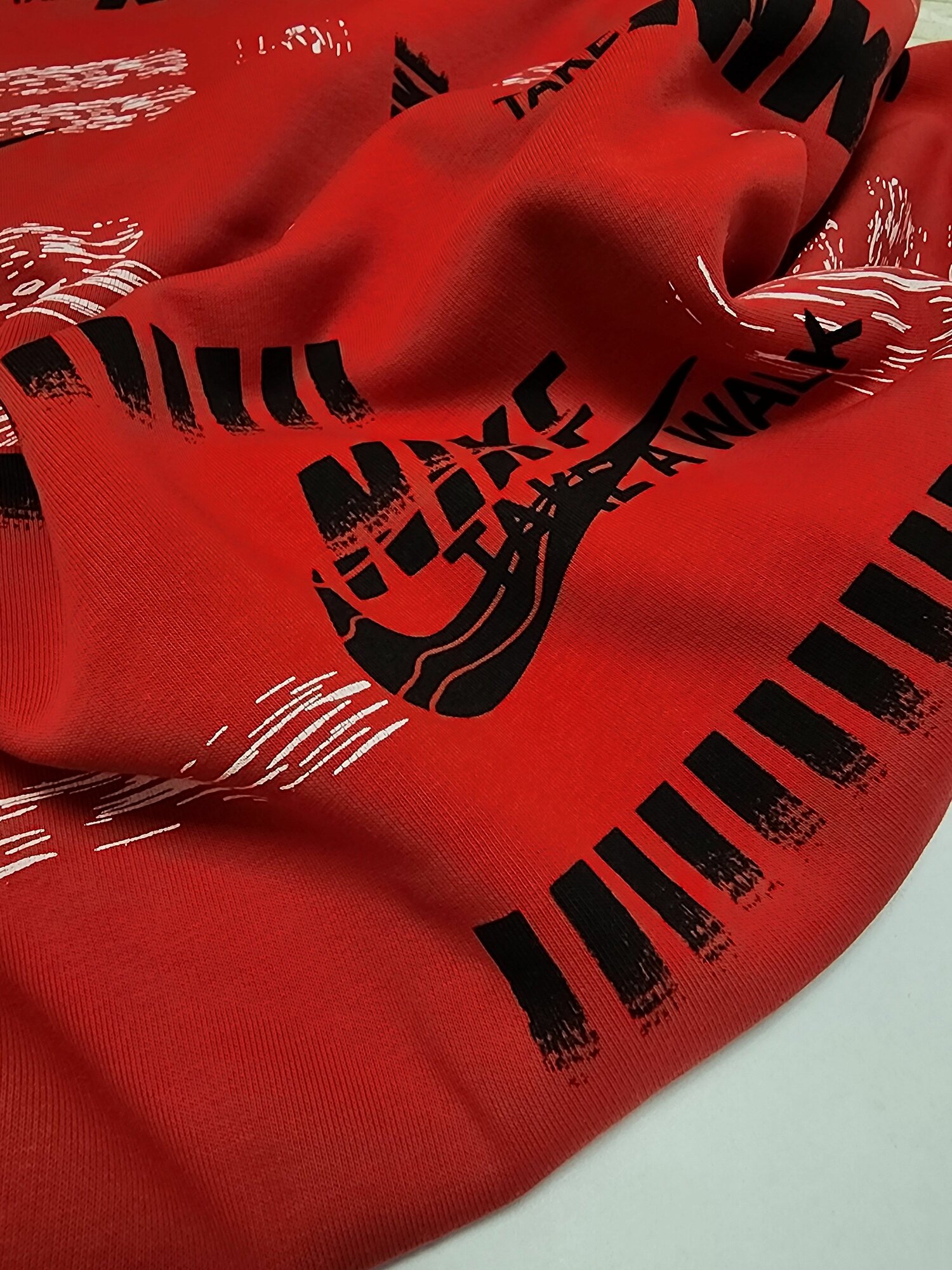 Ткань Футер 3х-нитка хлопок начес, красный, 100*180см