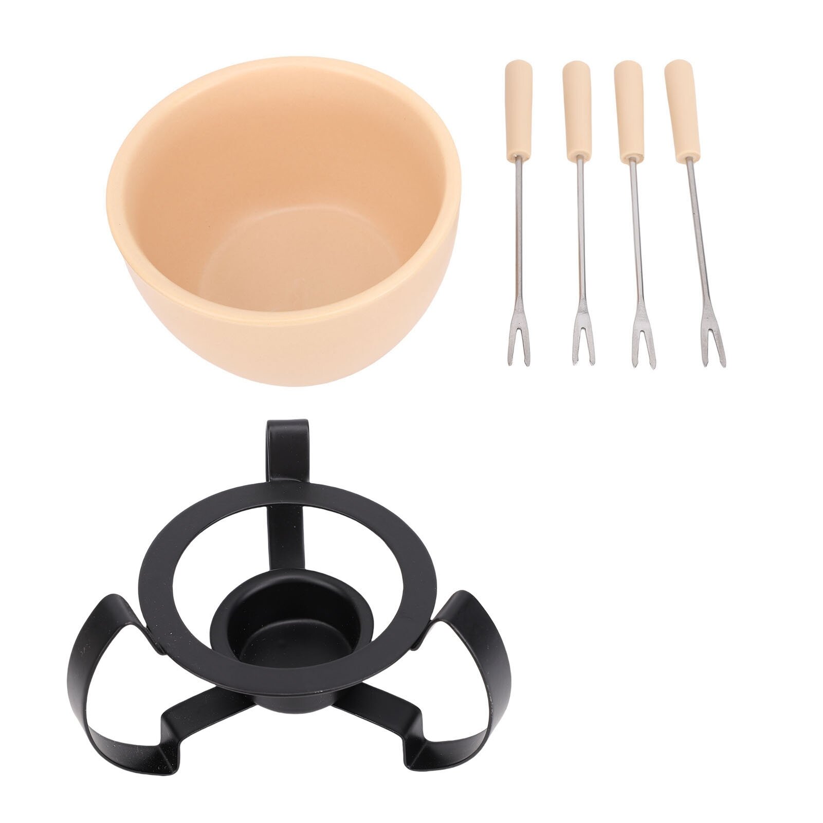 Сырная фондю горшок и вилки металлическая стенда керамическая горячая горшка для таяния сыра мороженое шоколад бежевый