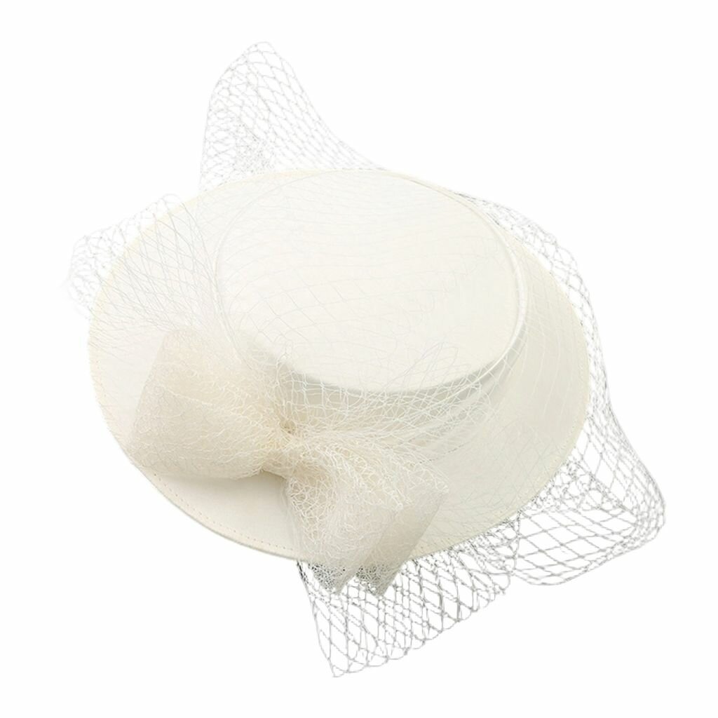 Цилиндр с сетчатым бантом-белый