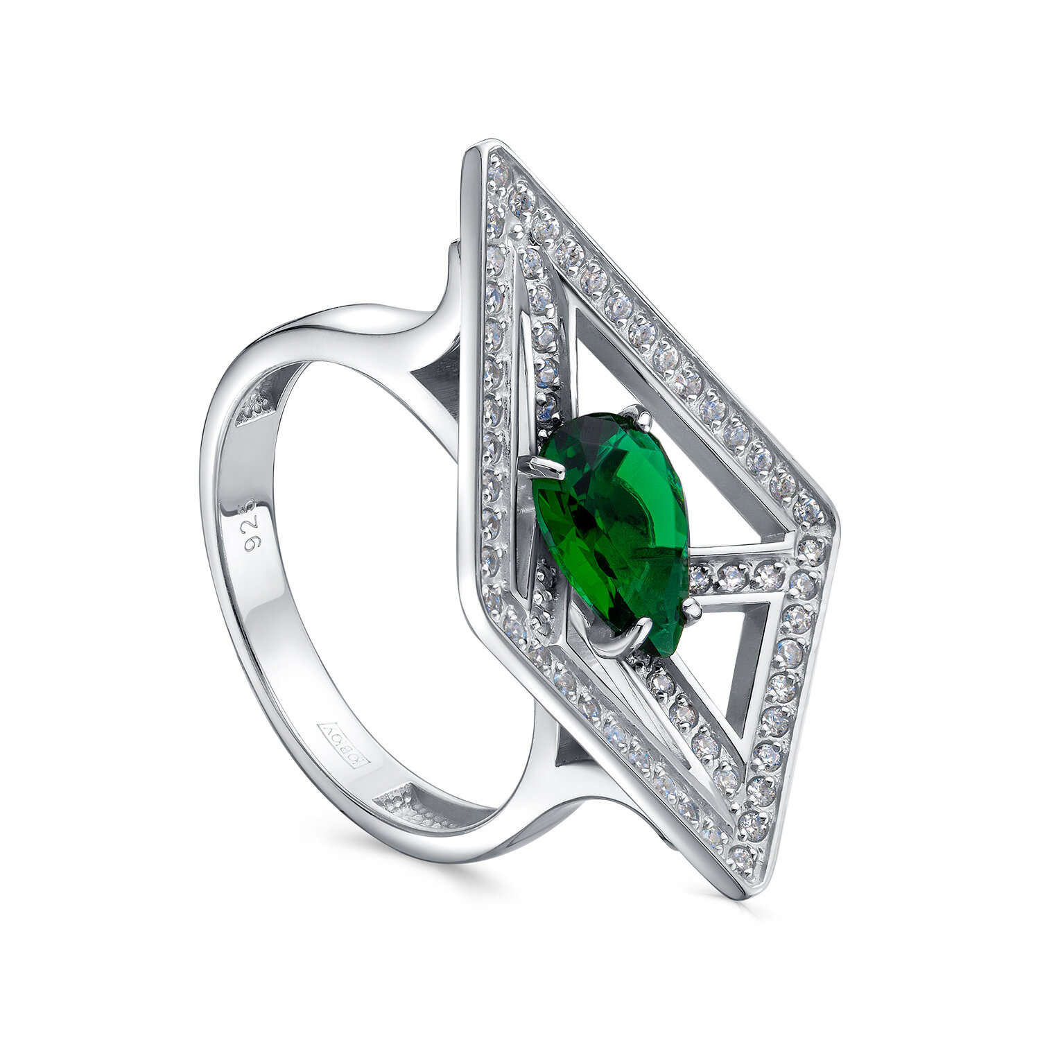 Кольцо, серебро, 925 проба, фианит