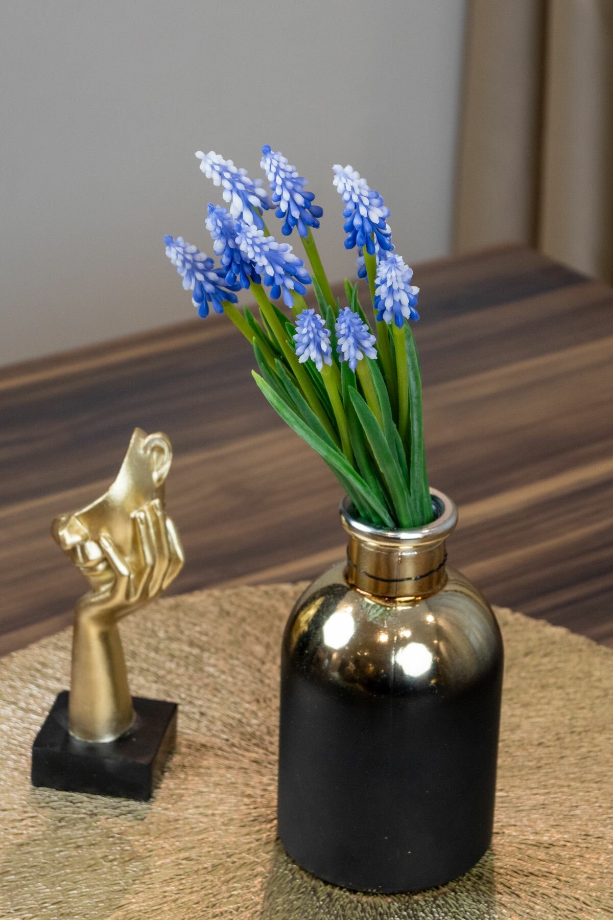 Искусственные цветы для декора весенний букет Мускари гиацинт из силикона голубой/сиреневый Реалистичный искусственный цветок 28см