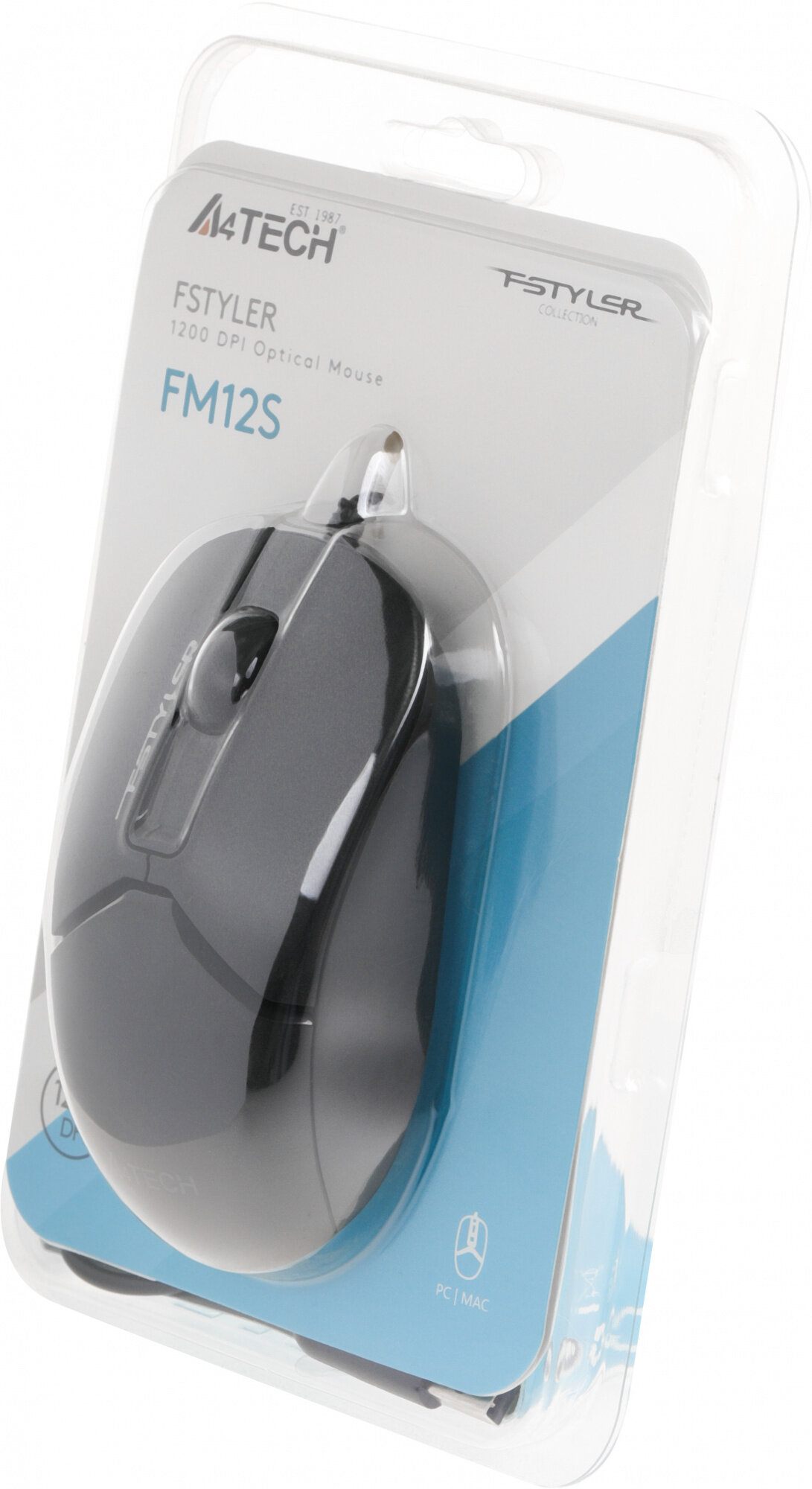 Мышь проводная A4TECH компьютерная Fstyler FM12S черный оптическая