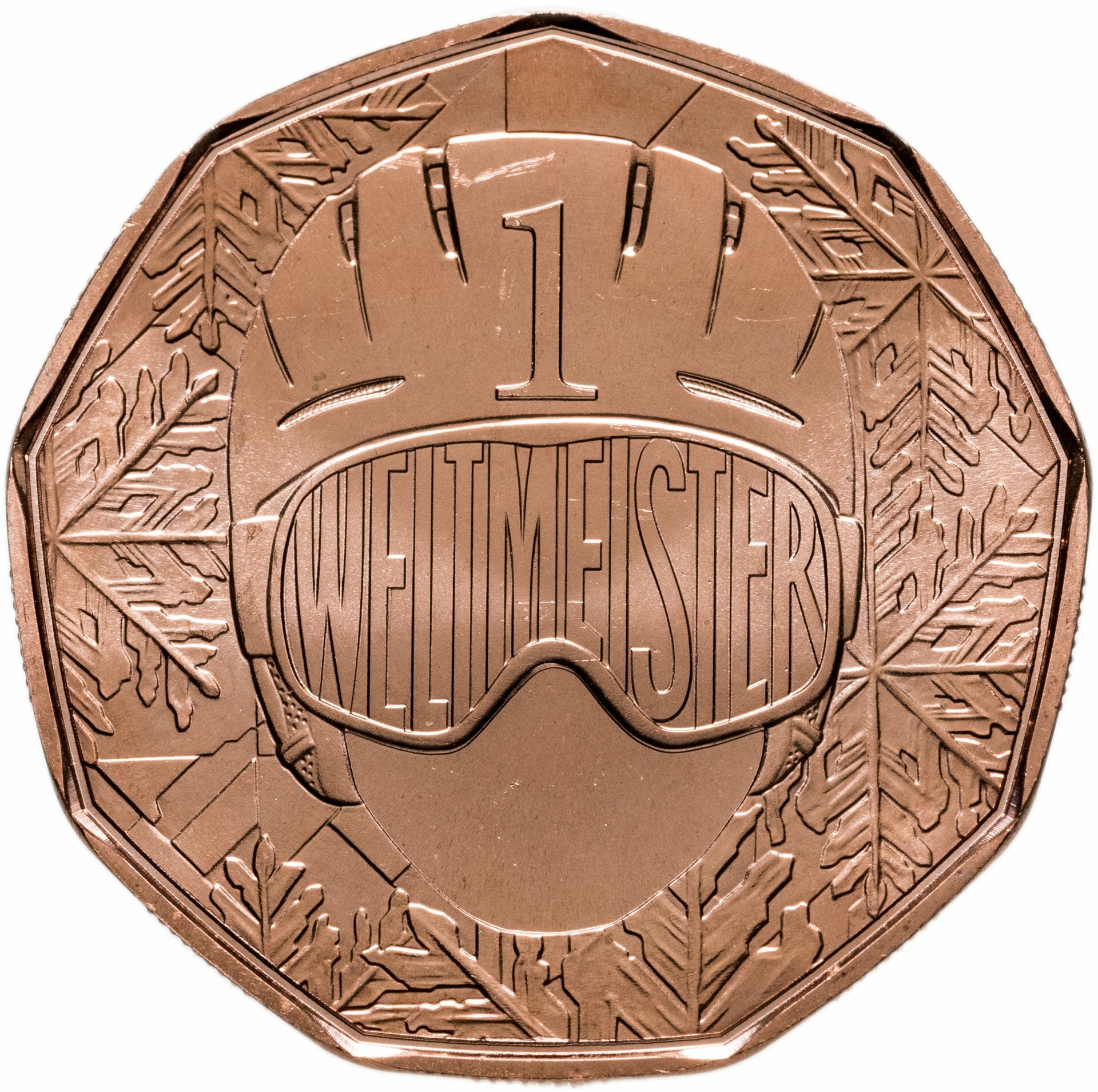 Австрия 5 евро 2024 "Чемпионат мира по горнолыжному спорту 2025", Медь, в сохранности UNC