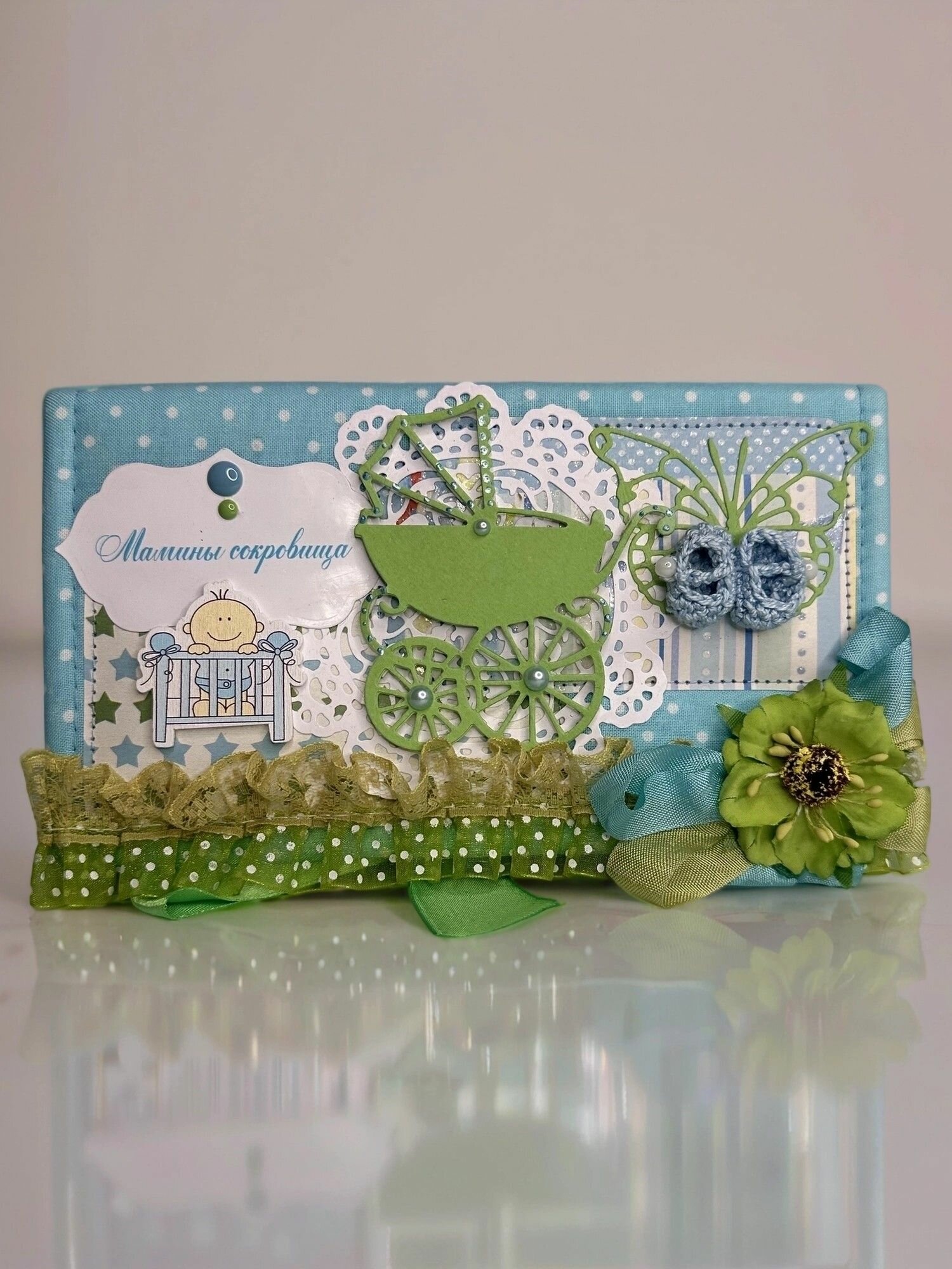 Шкатулка "Мамины сокровища", размеры: 19×10×6 см, ручная работа