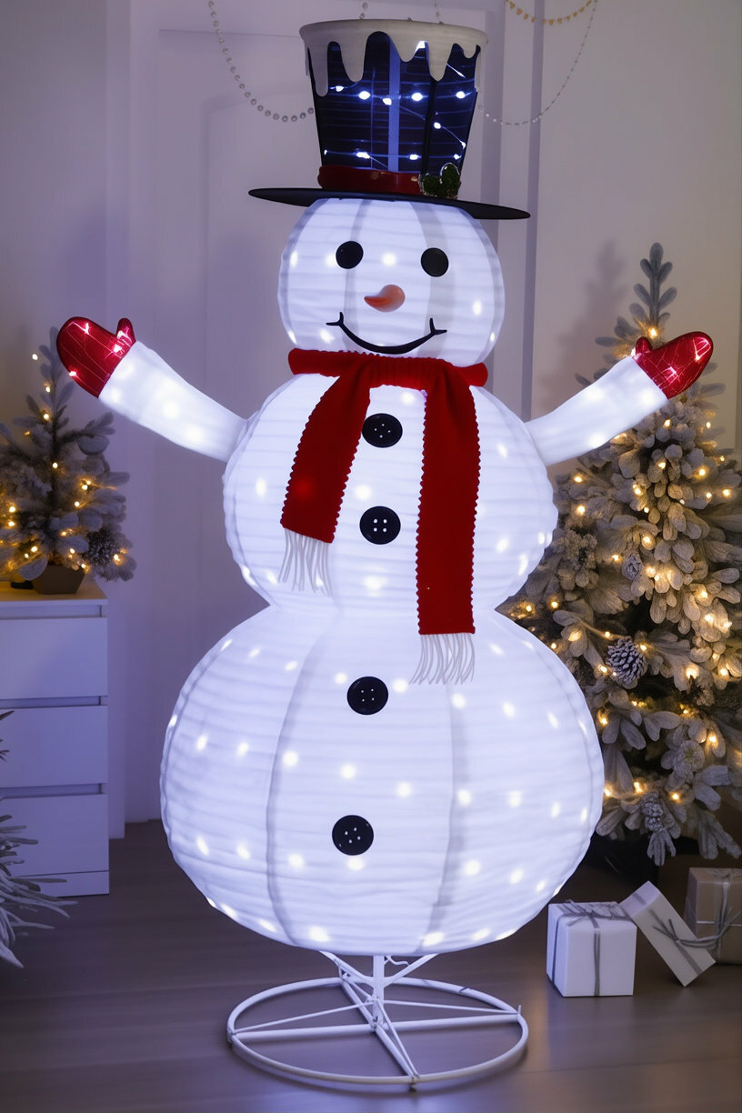 Светящаяся фигура снеговик робби, металл, текстиль, 200 холодных белых LED-огней, 180 см, уличный, Winter Deco 4080243