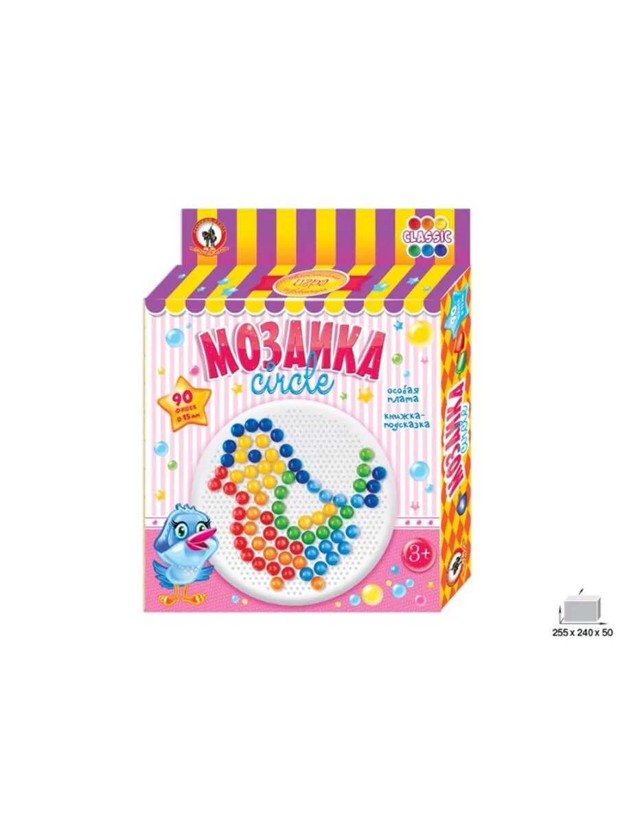 Мозаика Classic /Птичка/ 90 эл, D 15 мм, Круглая плата