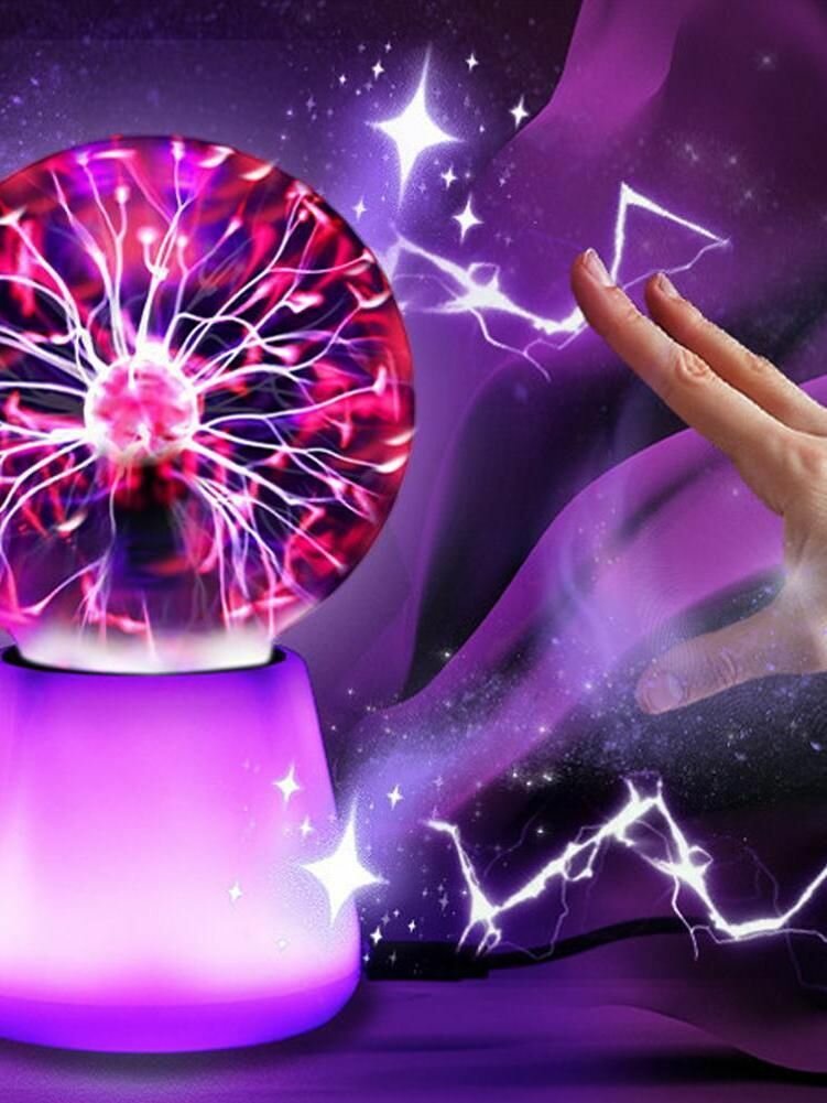 Магический плазменный шар 13,5 см / Светильник ночник декоративный с эффектами движущихся молний