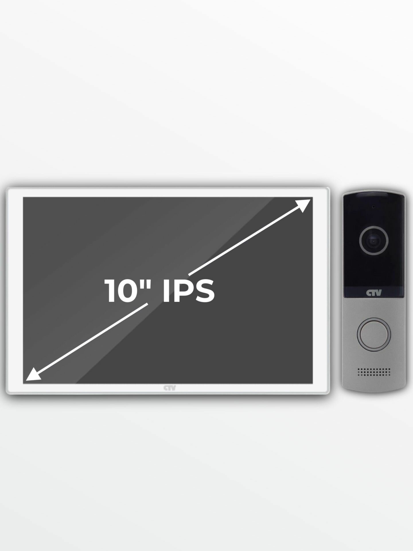 Комплект WiFi видеодомофон для квартиры: монитор 10" CTV-M5121 Q (W) + вызывная панель CTV-D4003NG (S), для дома, офиса, Ai-детекция, функция видеорегистратора, подключение к подъездному домофону