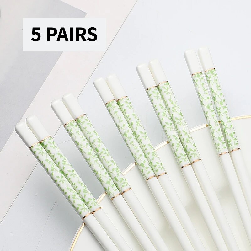 5 пар керамических палочек для еды костяной фарфор Белый, 5Pairs-style 4