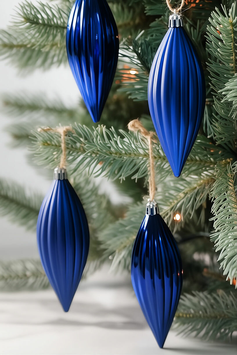 Набор ёлочных украшений сосульки элливаре, пластик, синий, 13 см, 4 шт, Winter Deco 2000020