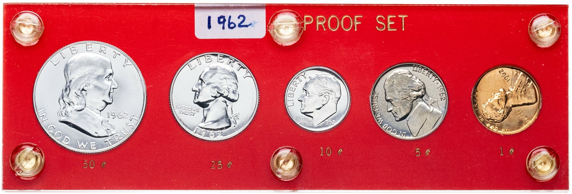 США 1962 набор из 5-ти монет "Пруф Proof" в упаковке, Серебро 900