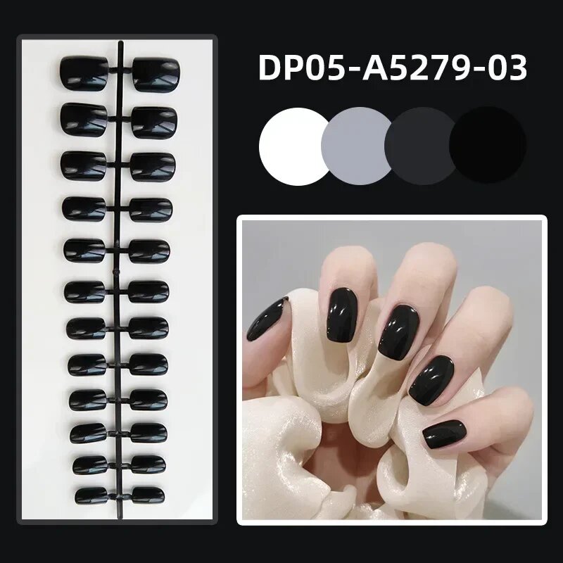 Черные накладные ногти ABS 24 шт.