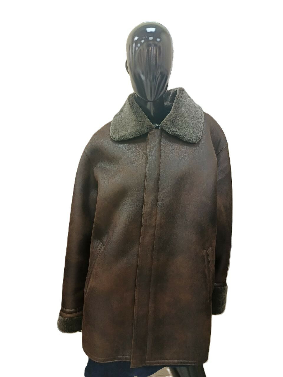 Дубленка мужская из экокожи с шерстяной подкладкой, размер 56 (3XL)