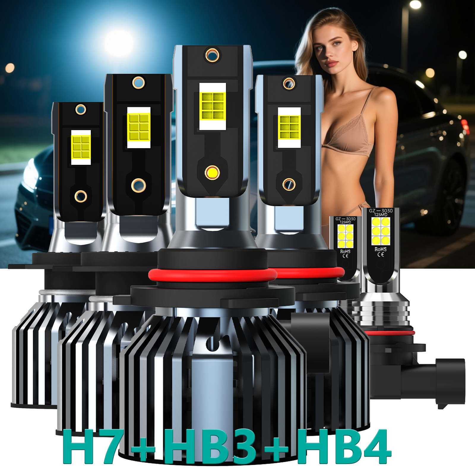 Для Toyota Camry (XV30) 2001-2006 светодиодные фары дальнего и ближнего света + противотуманные фары