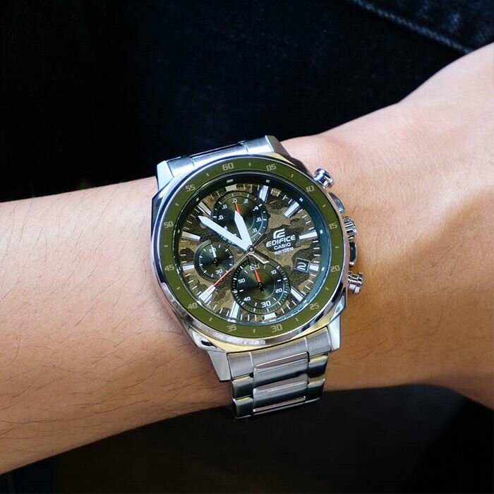 Наручные часы CASIO, серебряный, зеленый — фото 1