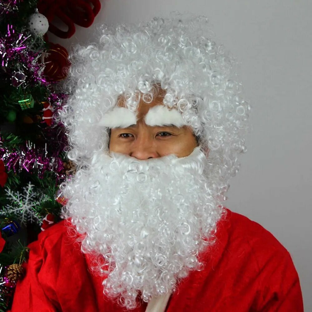 Белая борода деда мороза для новогоднего костюма и праздничного образа 50 см