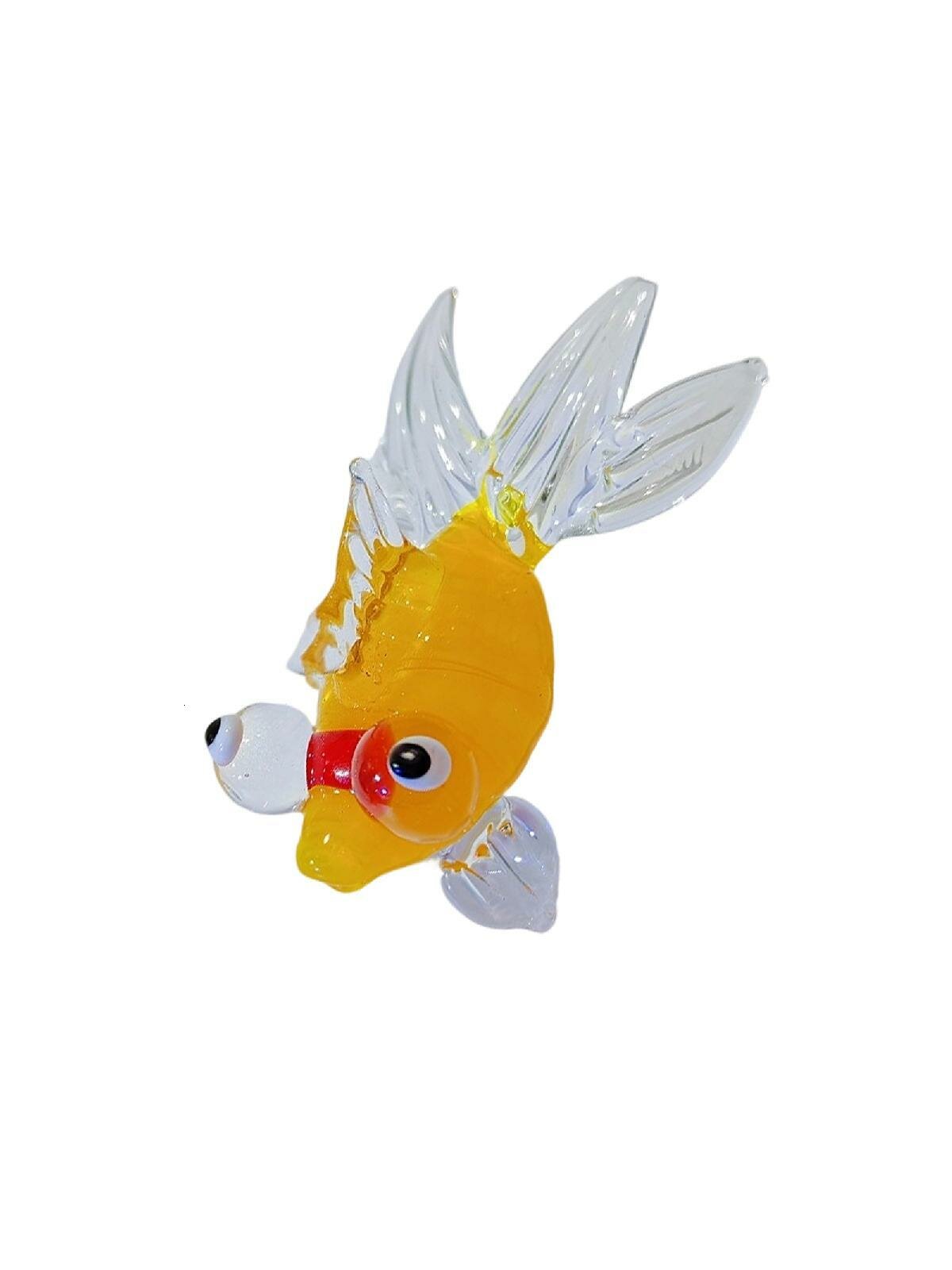 Праздничное украшение стеклянной статуэтки Золотой рыбки Китайский Подарок на новоселье для празднования Праздника Приносящий удачу и удачу