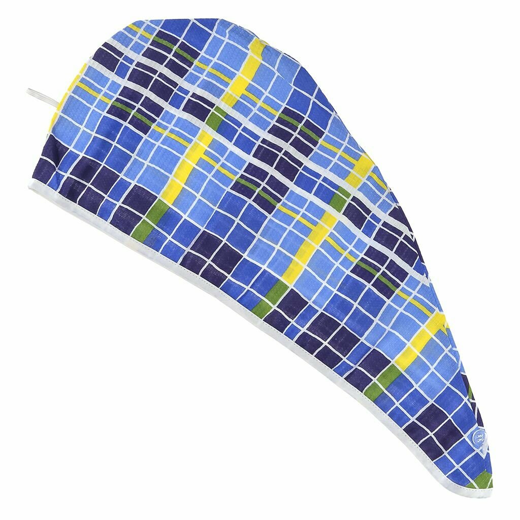 Чалма для бани и сауны Домашняя Мода осетинская клетка , вафельная, хлопок 100%, 28х62 см (Чб-1)