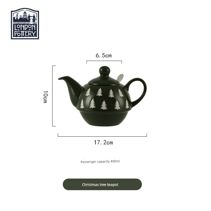 Чайник в форме рождественской елки London Pottery, с одной чашкой и одним блюдцем, керамический чайник в английском