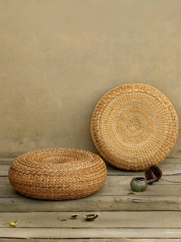 Табурет Damedai, 40 см x 40 см x 17 см, каркас из ротанга, подставка для ног