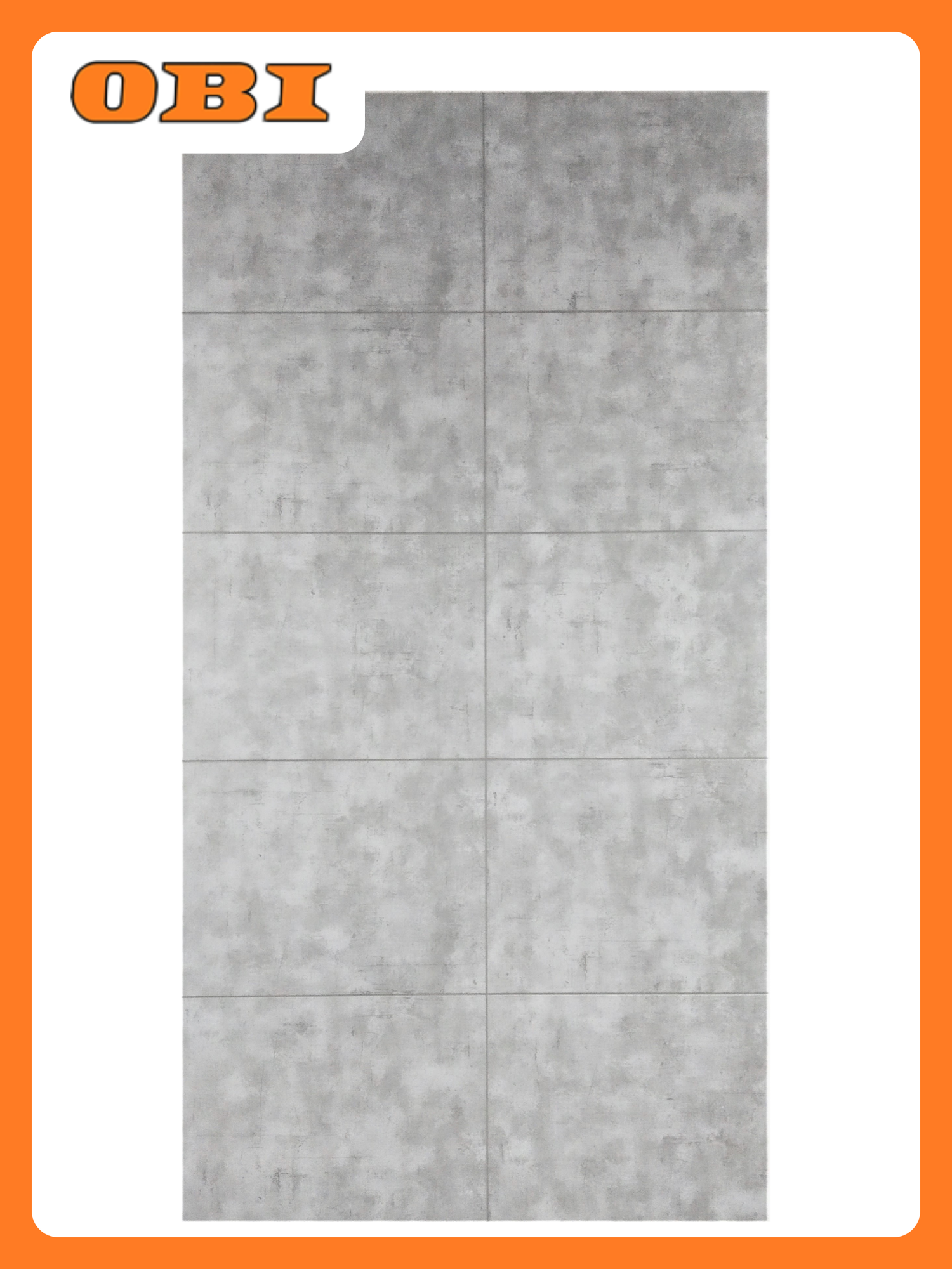 Стеновая панель "Бетон", МДФ, 122х244х3 см, серая, матовая, рельефная