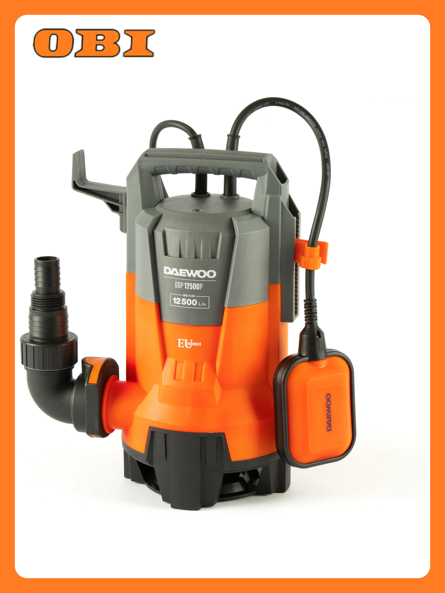 Насос дренажный DAEWOO "DDP 12500", погружной, потребляемая мощность 650 Вт, 7 м