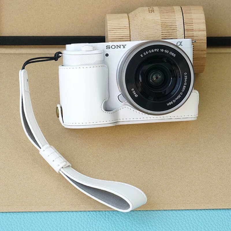 Sony ZV-E10 Основание из масляной кожи с запястным ремешком, белый