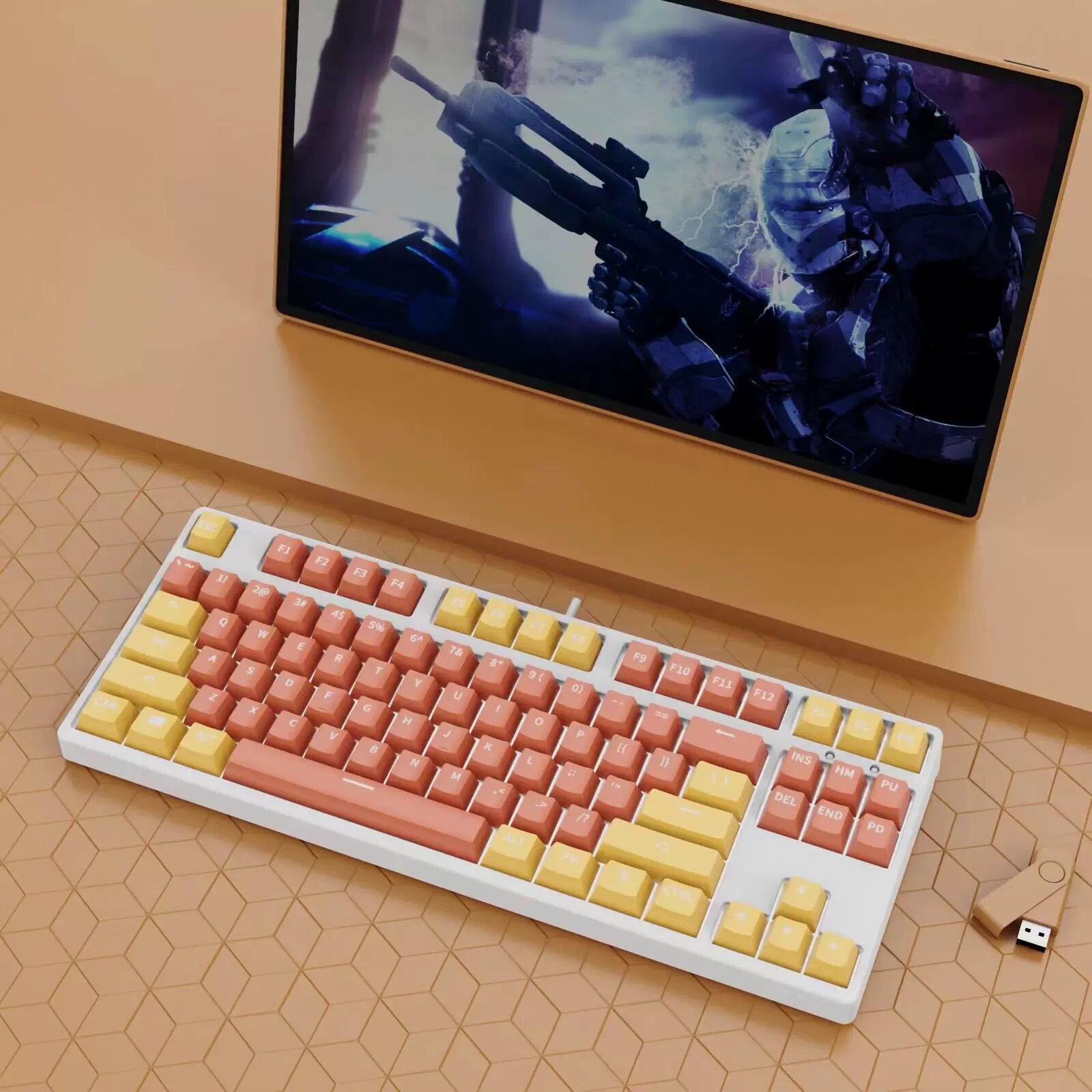 Механическая клавиатура White Shark Peripheral Store, проводная, для гейминга и киберспорта, компактная, 87 клавиш,