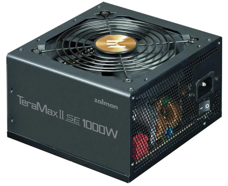 Блок питания ATX 12V Ver3.1 1000W 80+GOLD APFC 12cm fan 24pin 2x(4+4)pin 4x8pin 16pin(12VHPWR) 3xMolex+FDD 1xPCI-E 12xSATA черный ZM1000-TMX2SE ZALMAN
