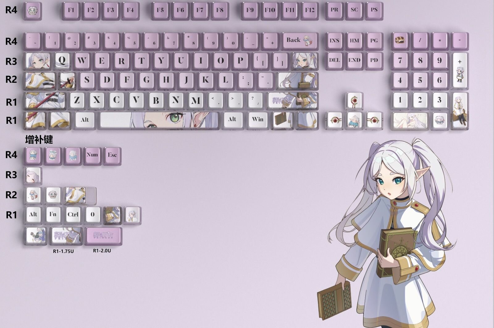 Кейкапы Фрирен для механической клавиатуры, 122шт