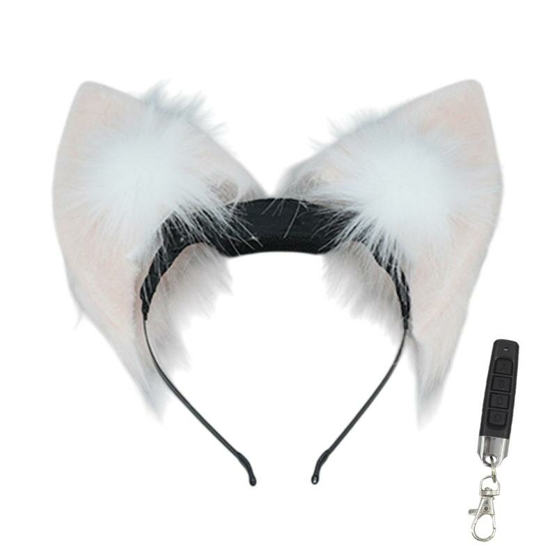 Электрические уши и хвост лисы, лисьи ушки розово-белые
